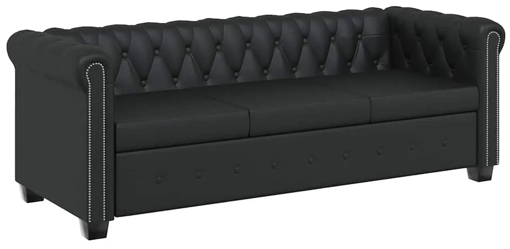 Chesterfield 3místná sedačka umělá kůže černá 242370