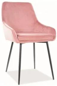 Casarredo Jídelní čalouněná židle ANNIE velvet starorůžová/černá