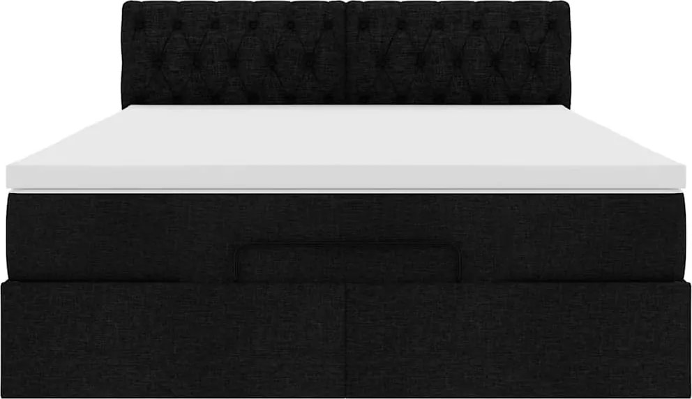Osmanský postel s matrací černá 140x190 cm textil 3311541