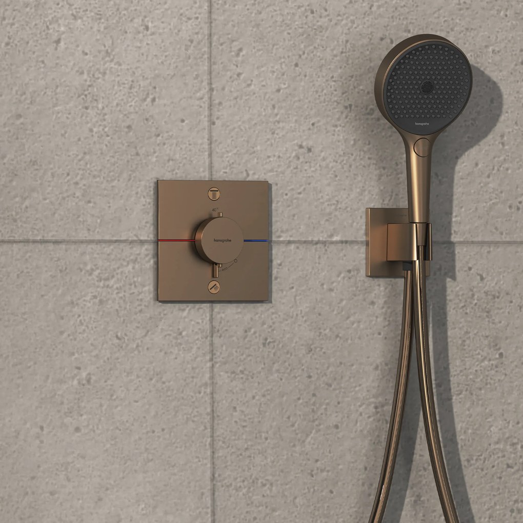 Hansgrohe ShowerSelect Comfort E, termostat pod omítku pro 2 spotřebiče, kartáčovaný bronz, HAN-15572140