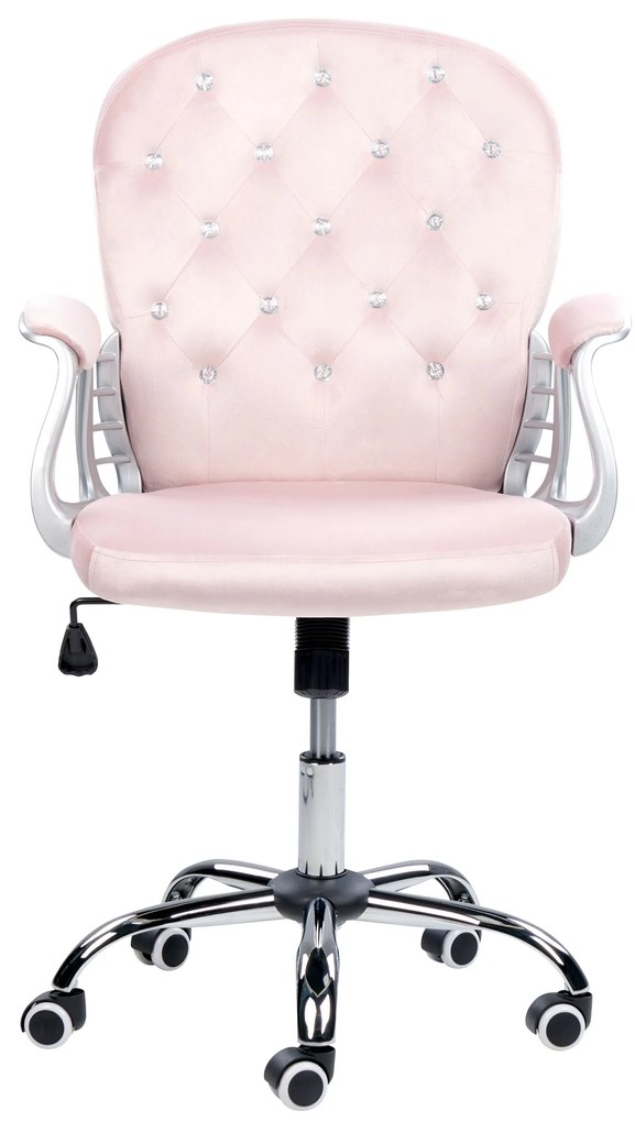 Otočná sametová kancelářská židle s křišťály růžová PRINCESS Beliani