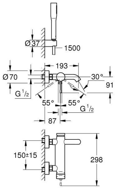 GROHE 33628001 - Vanová baterie ESSENCE DN 15 lesklý chrom