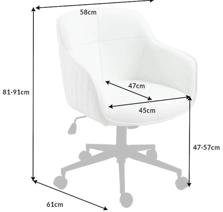 Moebel Living Bílá koženková konferenční židle Marten na kolečkách