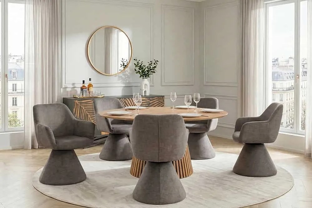 Designová otočná židle Deimena šedý samet
