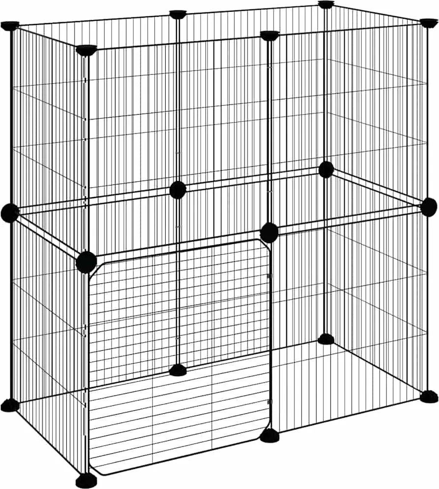 12panelová ohrádka pro zvířata s dvířky černá 70 x 35 x 70 cm ocel 3114036