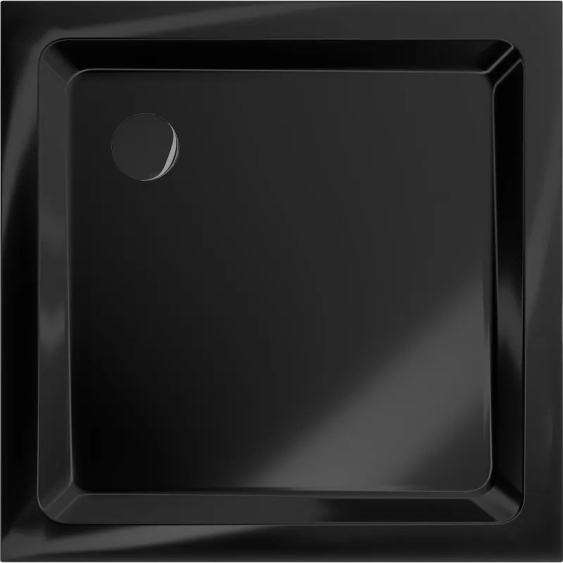 Mexen Flat čtvercová vanička do sprchového kout slim 90 x 90 cm, Černá, sifon Černá - 40709090B