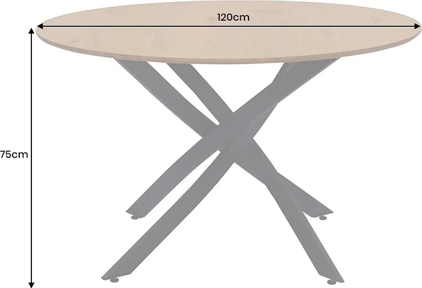 Kulatý jídelní stůl Pahukumaa 120 cm vzor divoký dub