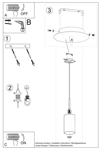 Sollux SL.0742 - Lustr na lanku OTTO 1xE27/60W/230V pr. 15 cm černá