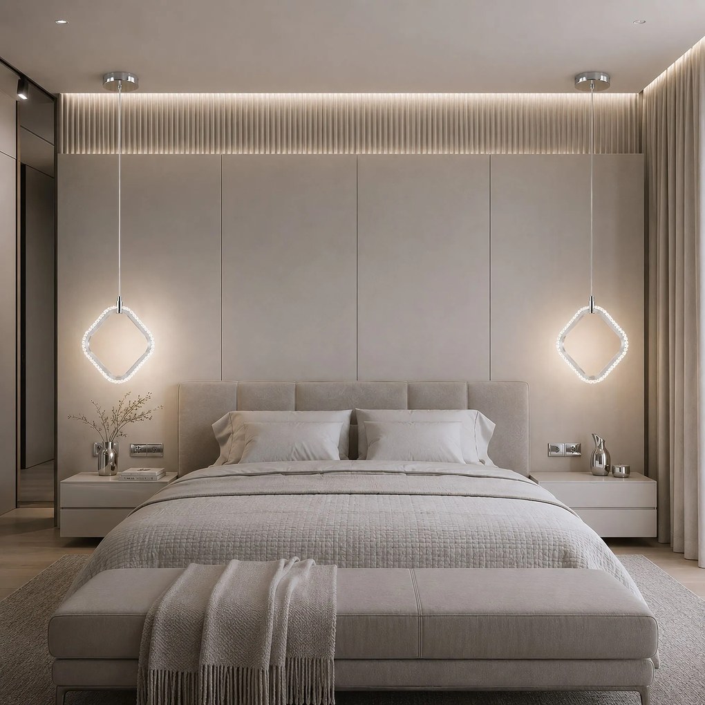 Toolight Rea, Závěsné stropní LED svítidlo LHJ127-W Chrom, OSW-03282