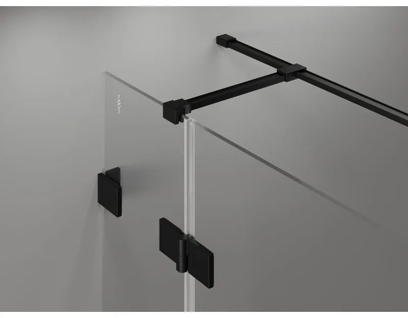 Mexen Lunar T pravostranný výklopný sprchový kout 115 x 80 cm, čiré sklo, černá matná, 834T-115-080-70-00-P