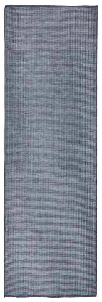 Venkovní hladce tkaný koberec 80x250 cm modrá 340793