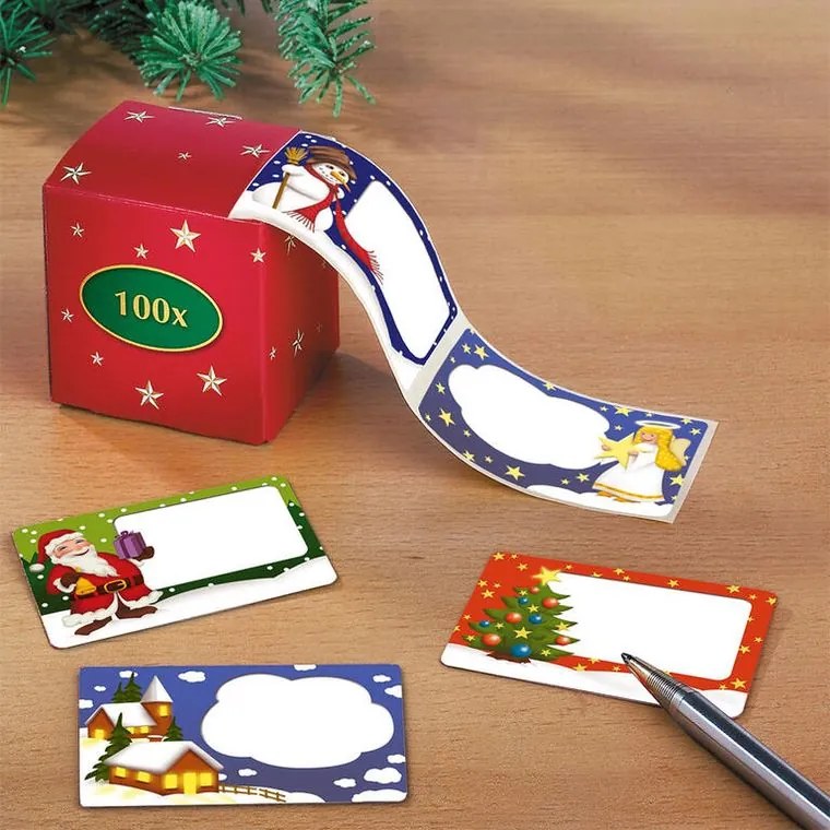 Samolepicí vánoční jmenovky na dárky 100 ks