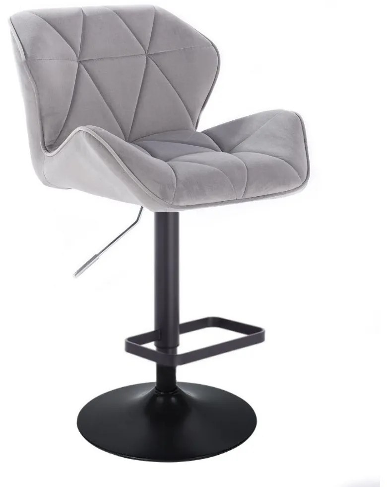 LuxuryForm DESIGN Barová židle MILANO VELUR na černé kulaté podstavě - světle šedá