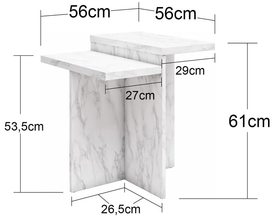 Bílý konferenční stolek v dekoru mramoru 56x56 cm Brielle – Støraa