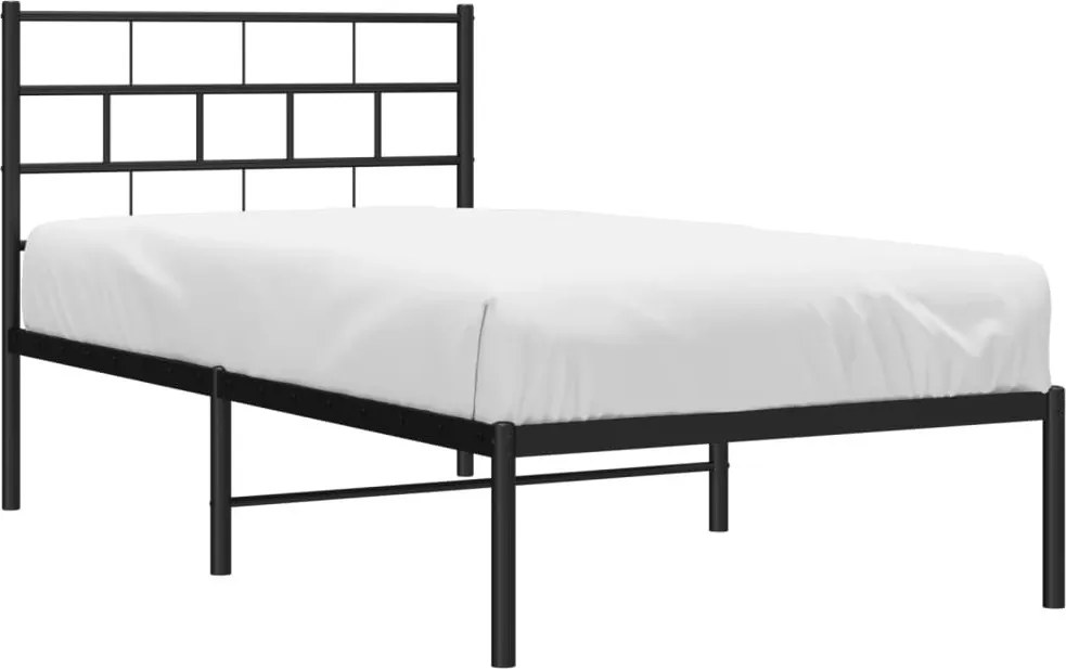 vidaXL Kovový rám postele s čelem 90 x 200 cm [355652] Barva: Černá