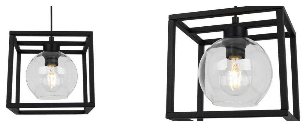 Závěsné svítidlo HAGA CAGE, 1x transparentní skleněné stínítko v kovovém rámu