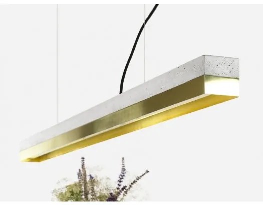 GANTlights Závěsné svítidlo GANTLights, Beton+Mosaz,122 cm, teplá bílá