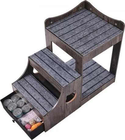 Patrová postel pro domácí mazlíčky se schody Houdek s oknem pro psa/kočku s úložným