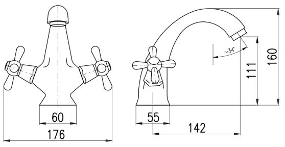 RAV Slezák MK128.0SM - Umyvadlová baterie MORAVA RETRO 16 cm stará mosaz