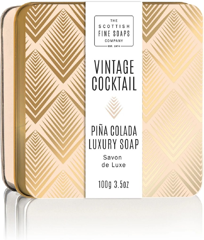 SCOTTISH FINE SOAPS Mýdlo v plechové krabičce Piña Colada Cocktail, béžová barva, zlatá barva, kov