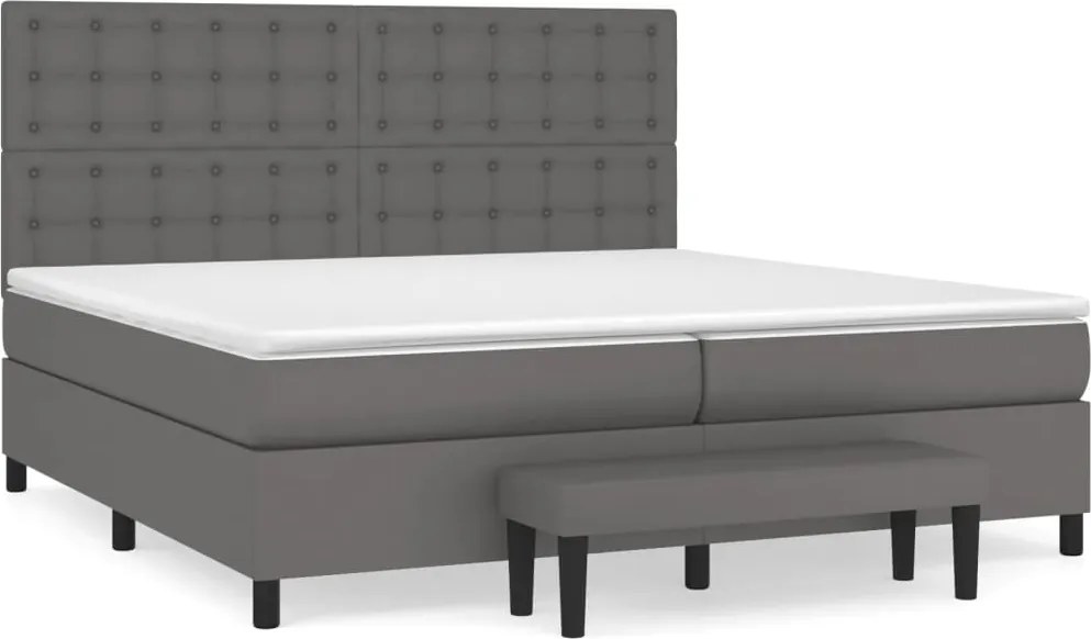 Box spring postel s matrací šedá 200x200 cm umělá kůže 3137687