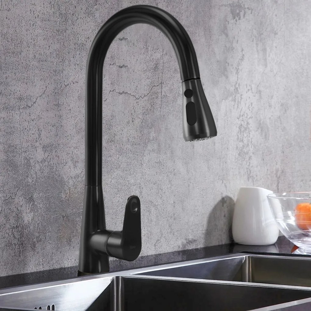 Rea Mild, stojánková kuchyňská baterie, černá matná, REA-B4800