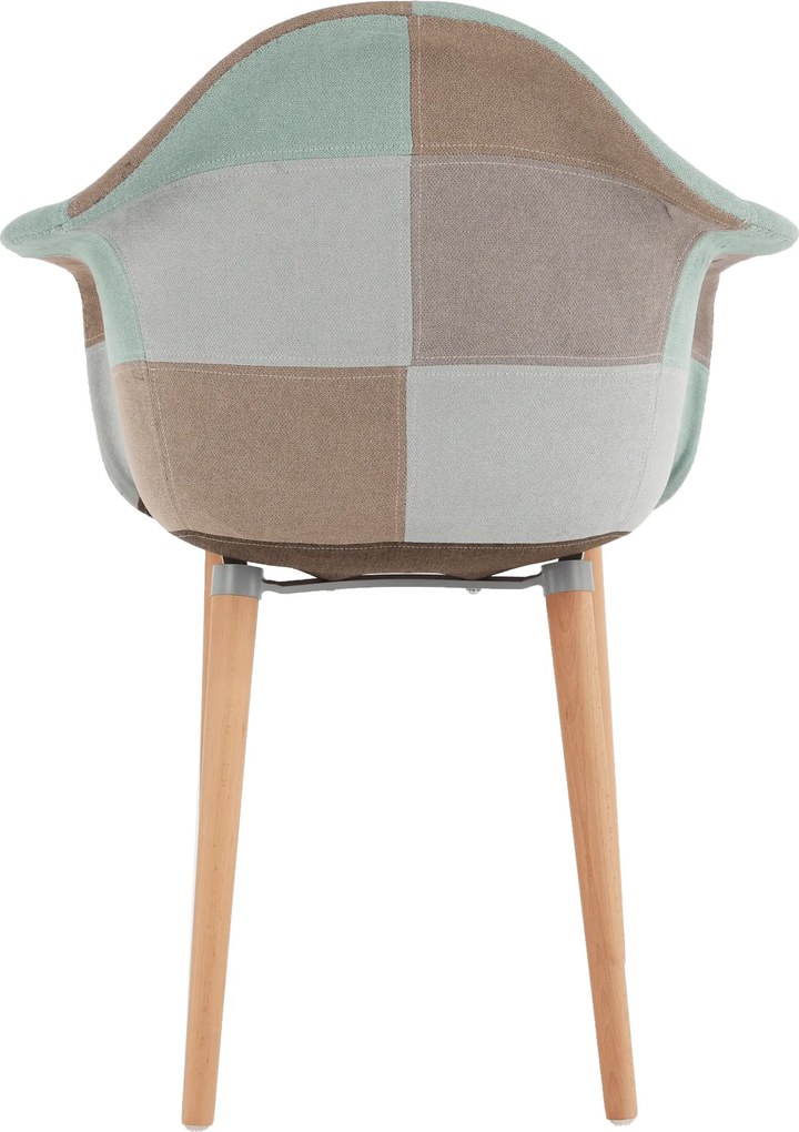 Křeslo, látka patchwork mentol/hnědá/buk, KADIR NEW TYP 5