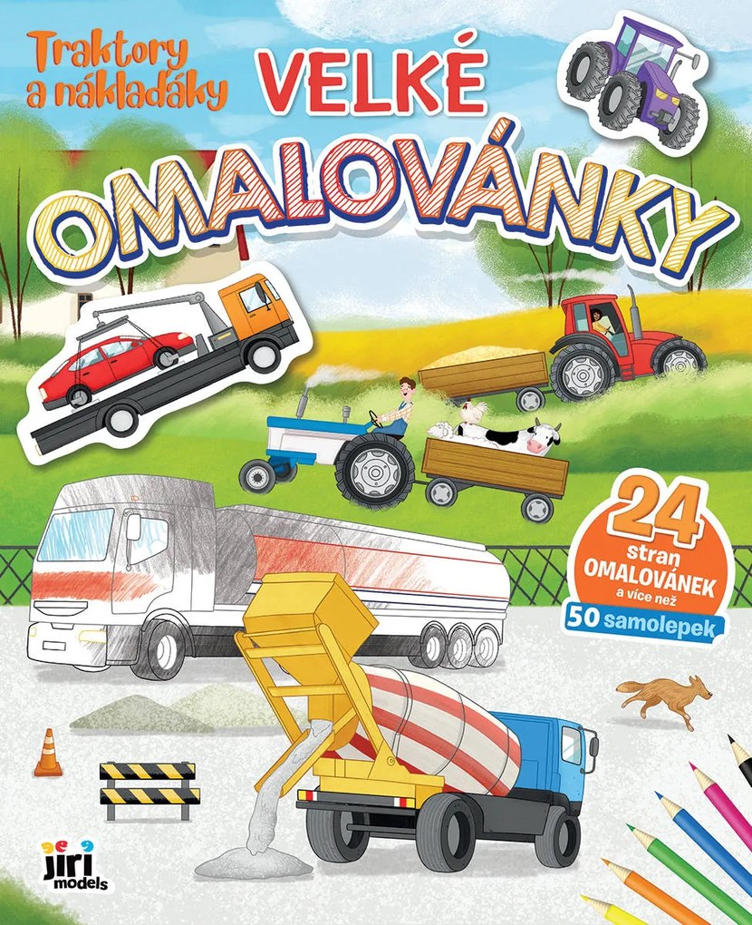 JIRI MODELS Omalovánky velké se samolepkami Traktory a náklaďáky 0