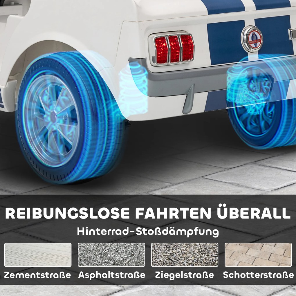 AIYAPLAY dětské elektrické auto 12V, dětské auto s 2,4 GHz dálkovým ovládáním, 2 motory, klakson, LED, hudba, bílá