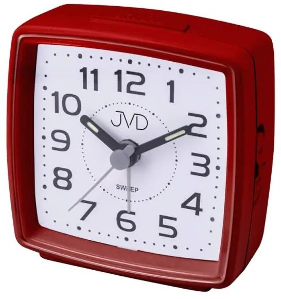 JVD Červený ručkový netikající tichý budík JVD SRP28.2