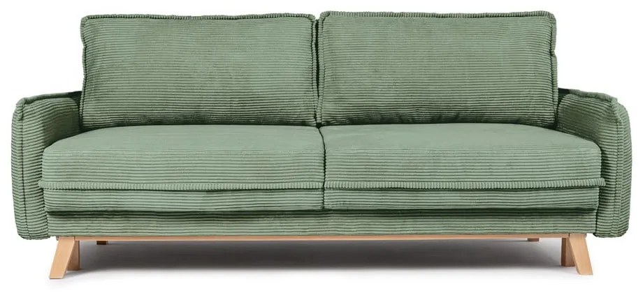 Světle zelená manšestrová rozkládací/s úložným prostorem pohovka 218 cm Tori - II. jakost – Bonami Selection