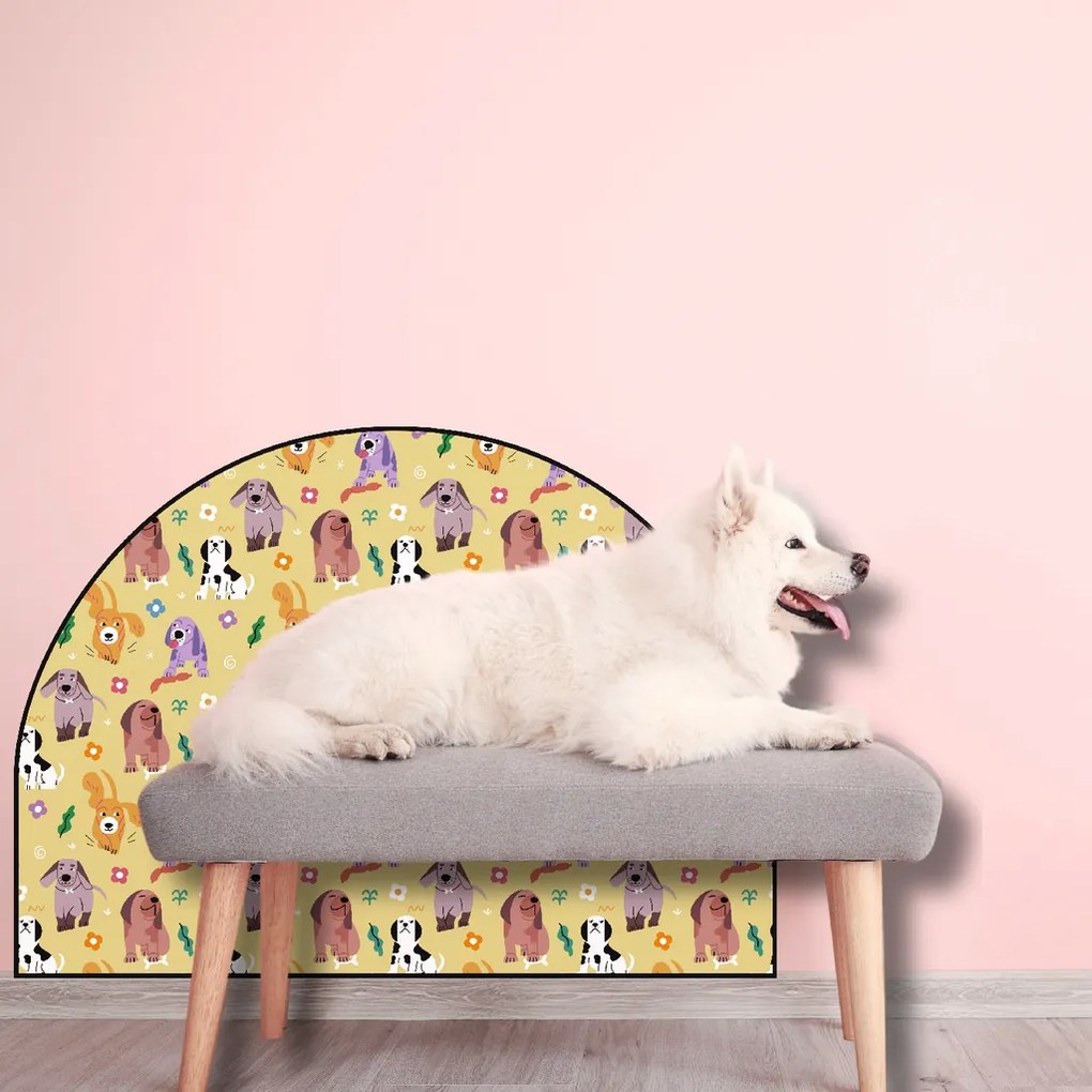 PIPPER. Ochranná textilní nálepka na zeď - Oblouk - Barevní psi Velikost: 120x96cm, Jméno: Se jménem