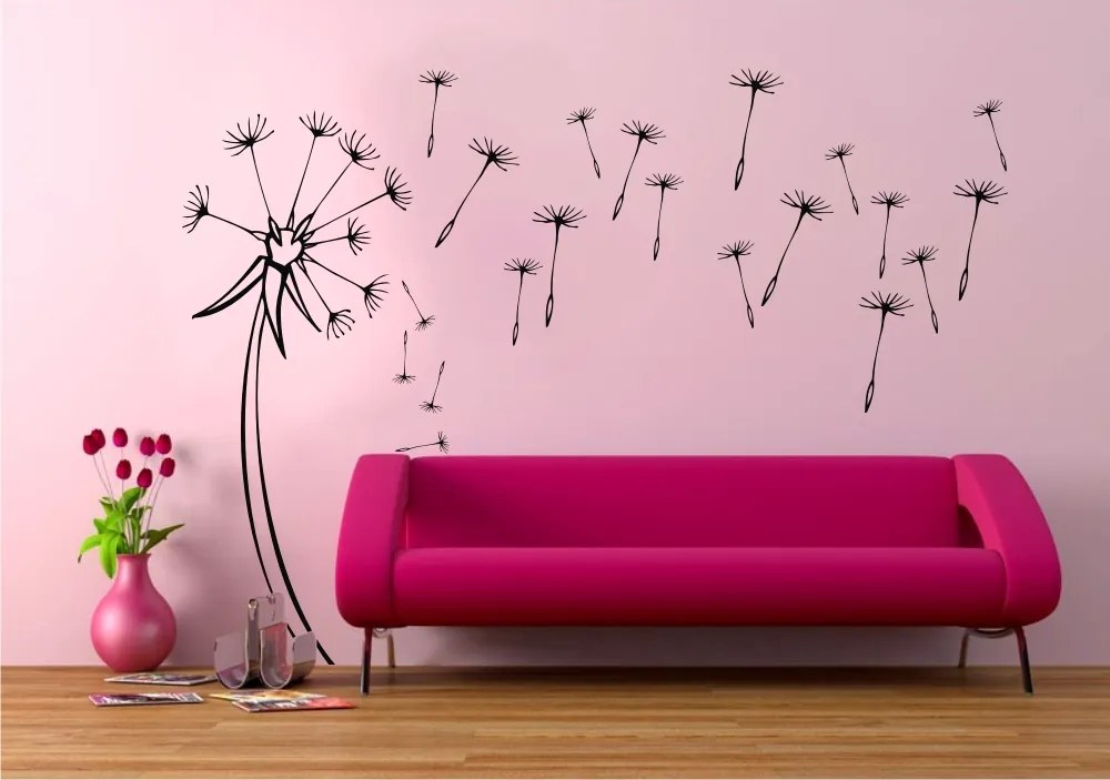 WALLVINIL Samolepky na zeď - Pampeliška Barva: Stříbrná, Velikost: 150x60 cm, Pravá / Levá: PRAVÁ (rostlina je nakloněna doprava)