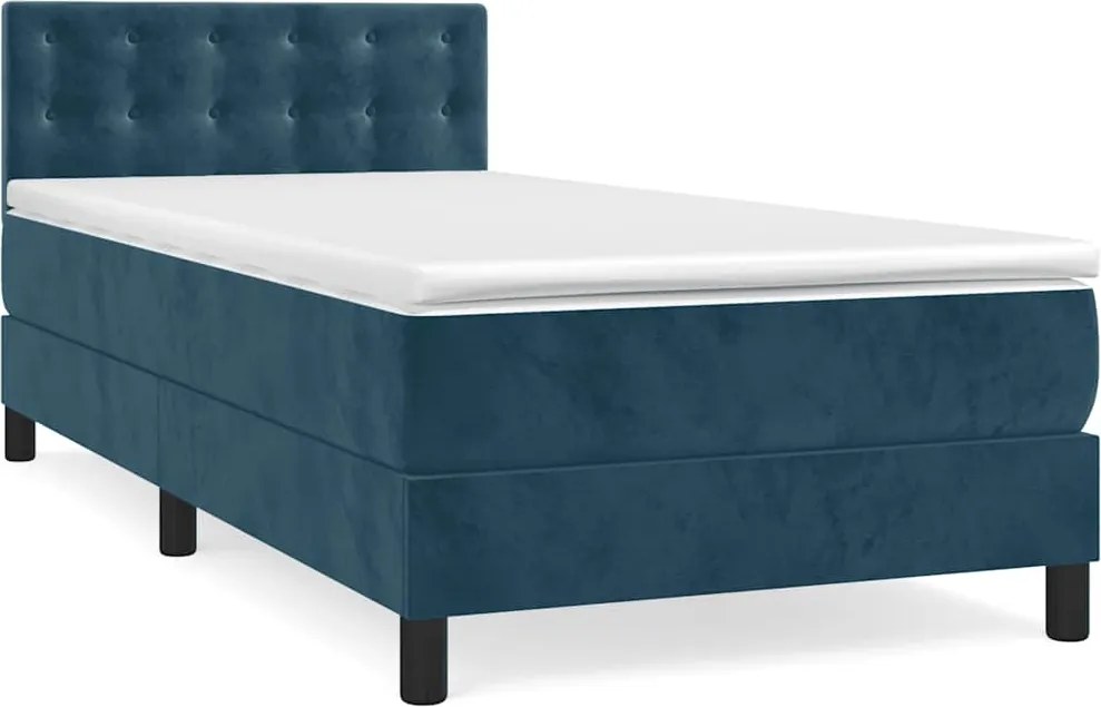 Box spring postel s matrací tmavě modrá 90x190 cm samet 3141519