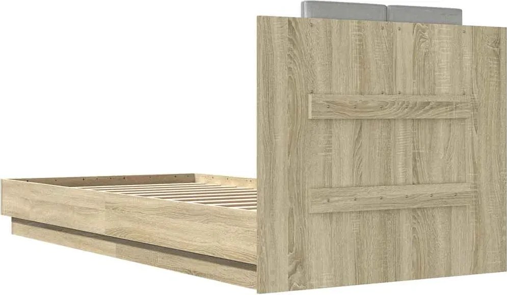 Rám postele s čelem dub sonoma 90 x 200 cm kompozitní dřevo 3209942