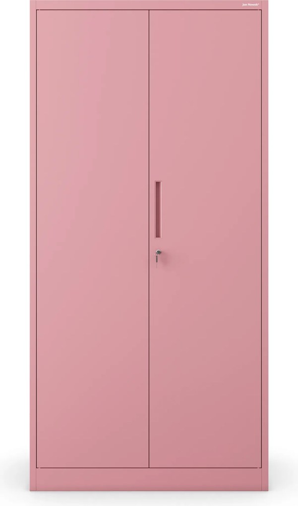Víceúčelová kovová skříň s tyčí na šaty, pudrově růžová, 900x1850x450 mm: DAWID Fresh Style