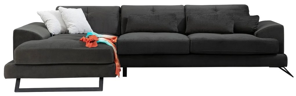 Designová rohová sedačka Heimana 308 cm antracitová - levá