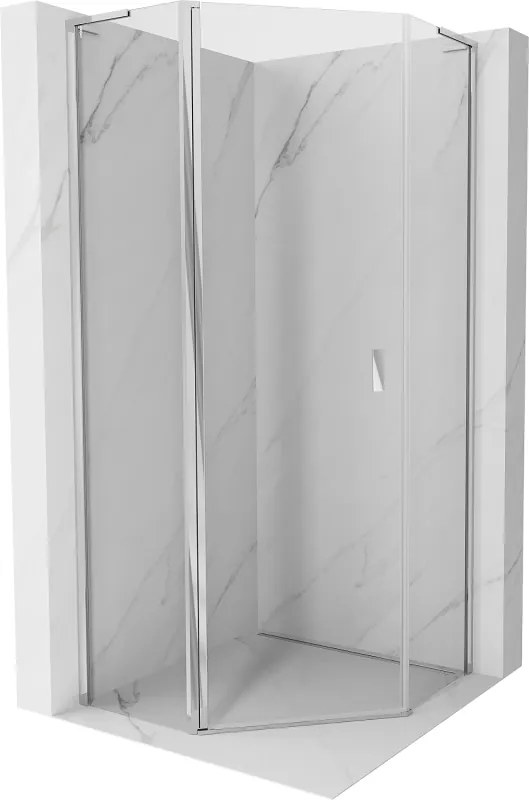 Mexen Mist L, pětiúhelníkový sprchový kout s křídlovými dveřmi, 90 x 90 cm, 8mm čiré sklo, chromový profil, 8A8L-090-090-01-00