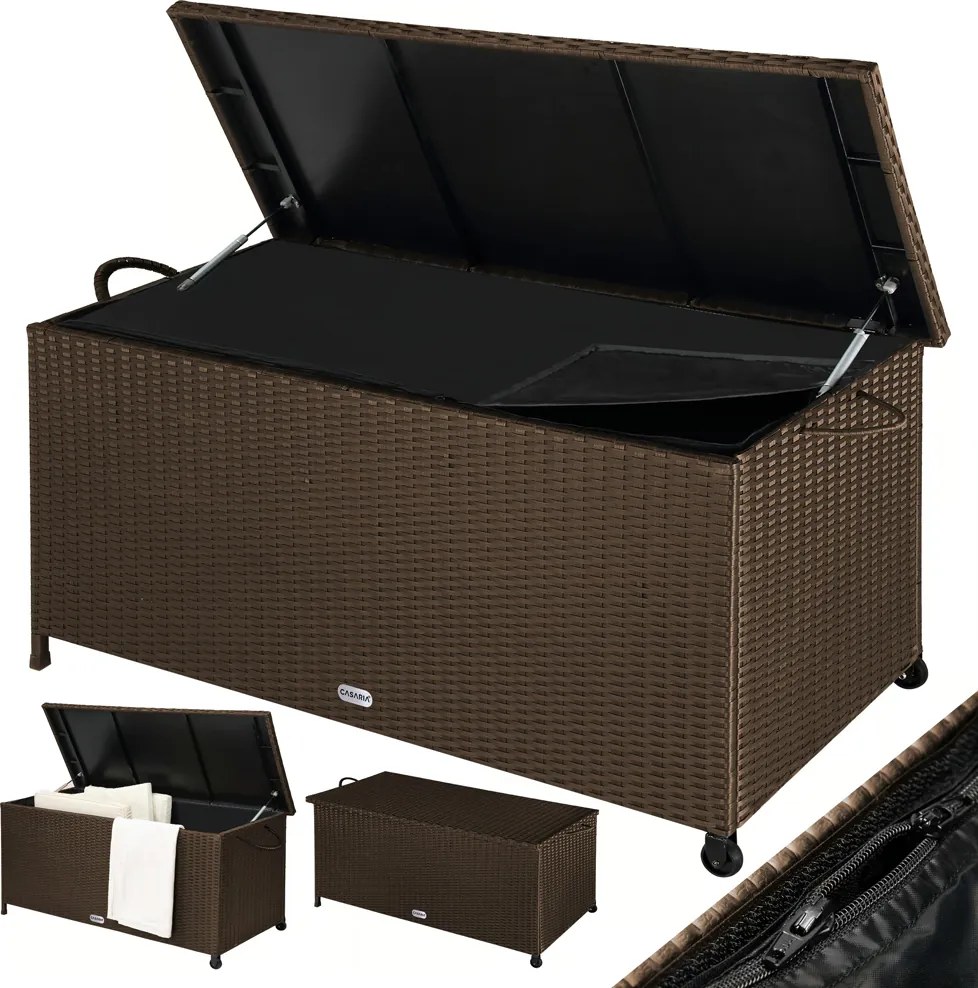 Polyratanový úložný box RICCO, 117 x 53 x 60cm, tmavě hnědá Casaria