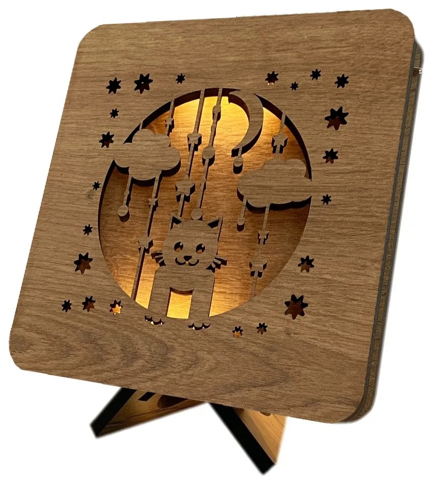 Li-Go "Kočička" lampa 19x19cm provedení povrchu: ořech