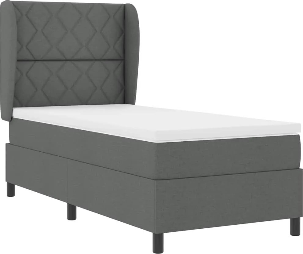 Postel s boxspringem s čelo Tmavě šedá 90 x 190 cm textil 3340600