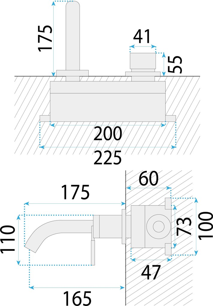 Rea Argon, umyvadlová baterie pod omítku + montážní systém BOX, měděná matná, REA-B2093