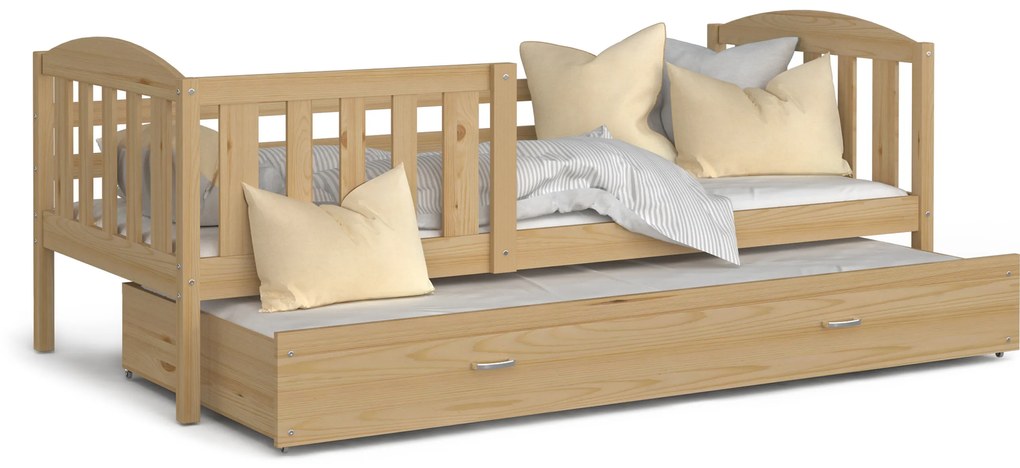 Svět pokojů Dětská postel Kurt 190x80 cm s přistýlkou Barva rámu: olše, Matrace: Ano, barva dílů: šedá