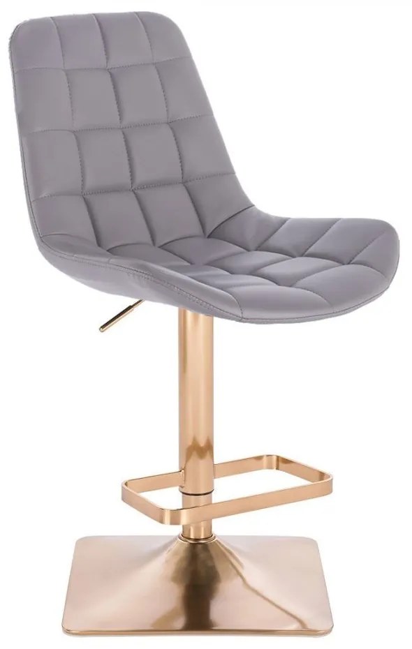 LuxuryForm DESIGN Barová židle PARIS na zlaté hranaté podstavě - šedá