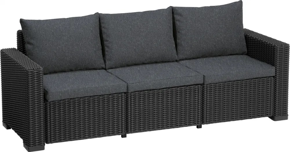 Třímístná zahradní pohovka KETER California 3-Seater Sofa - 199 x 68 x 72 cm - grafit