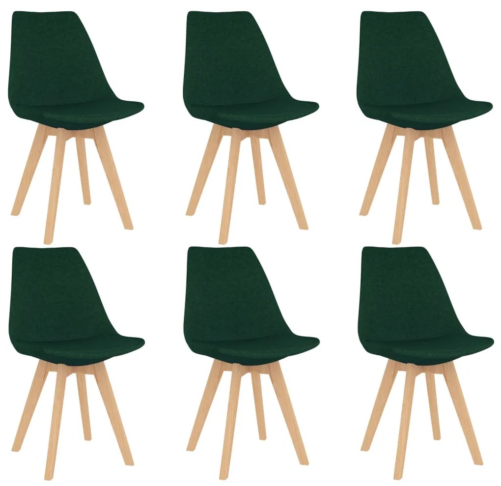 3059381 vidaXL Jídelní židle 6 ks tmavě zelené textil