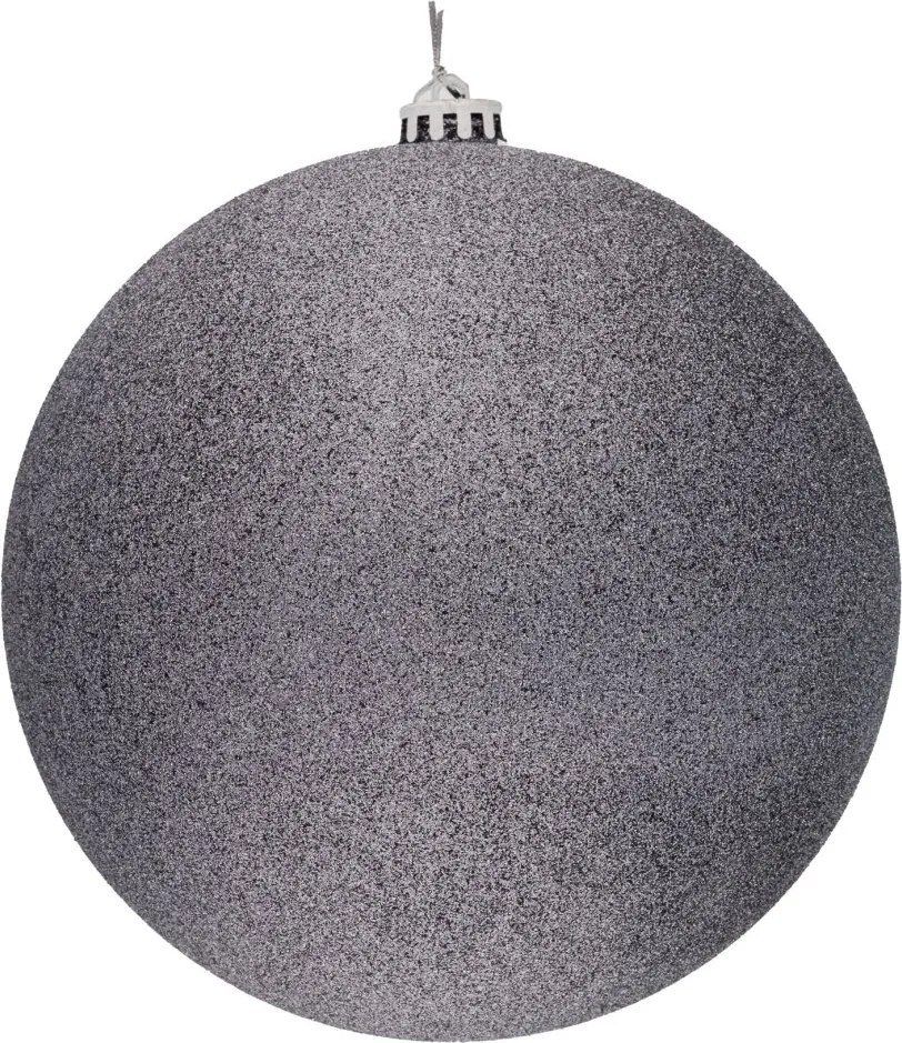Velká vánoční ozdoba šedá glitter 30 cm plastová koule