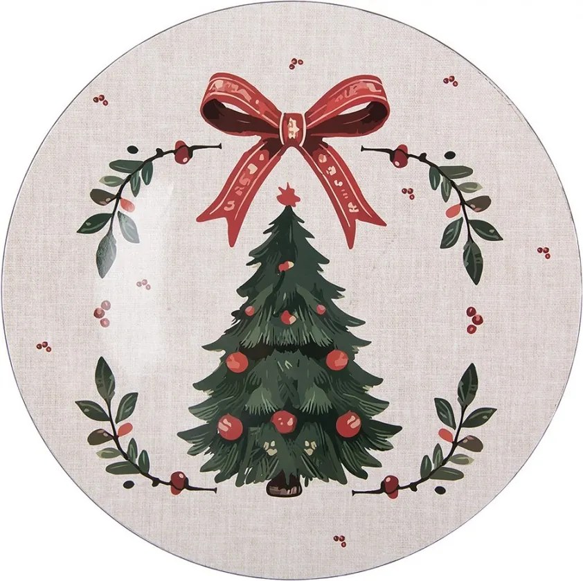Plastový servírovací talíř se stromky Christmas Harmony L - Ø 40*1 cm