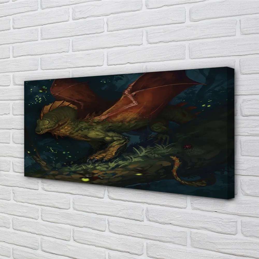 Obrazy na plátně Zelený drak v lese 120x60 cm