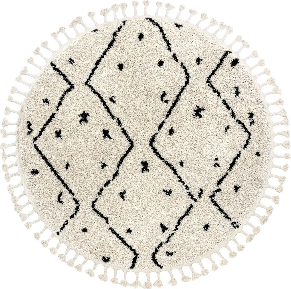 Dywany Łuszczów, Kusový koberec Berber Tetuan B751 cream kruh, 120x120 (průměr) kruh, bílá, ložnice